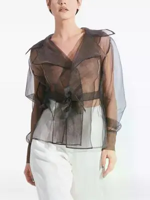 TESSITURA Organza Silk Blazer - Brown