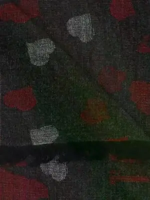ALVIERO MARTINI 1° CLASSE Heart-print Frayed Scarf - Grey