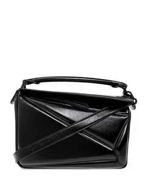 Loewe Small Puzzle Blown Bag In Glossy Lambskin - Black