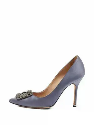 Manolo Blahnik Hangisi Crystal Buckle Pumps