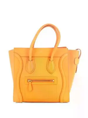 Celine Luggage Bag Grainy Leather Micro Tote Bag - Orange