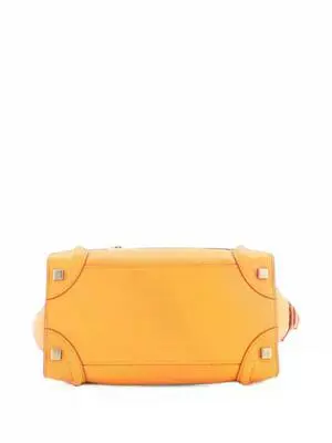 Celine Luggage Bag Grainy Leather Micro Tote Bag - Orange