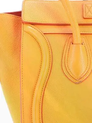 Celine Luggage Bag Grainy Leather Micro Tote Bag - Orange