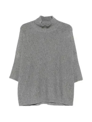 INTRECCI Ribbed-knit Three-quarter Sleeve Sweater