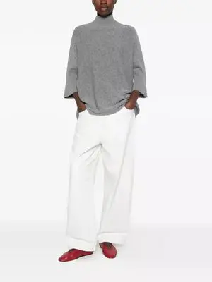 INTRECCI Ribbed-knit Three-quarter Sleeve Sweater