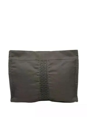 Hermès 1990-2010 Canvas Herline Clutch Bag - Grey