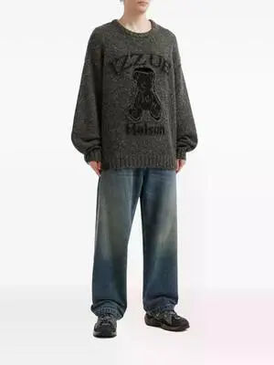 Izzue Logo-intarsia Bear-motif Sweater
