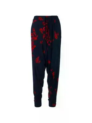 TESSITURA BODY COUTURE Poppies Folds Low-crotch Floral-print Trousers - Blue