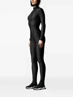 TESSITURA BODY COUTURE 3d Move Textured Long-sleeved Fitted Jumpsuit