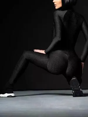 TESSITURA BODY COUTURE 3d Move Textured Long-sleeved Fitted Jumpsuit