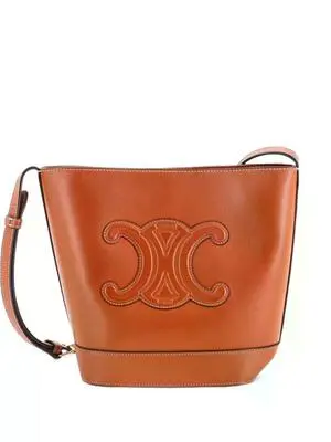 Celine Cuir Triomphe Leather Small Bucket Bag - Brown