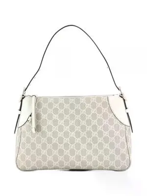 Gucci Emblem Gg Coated Canvas With Leather Medium Shoulder Bag