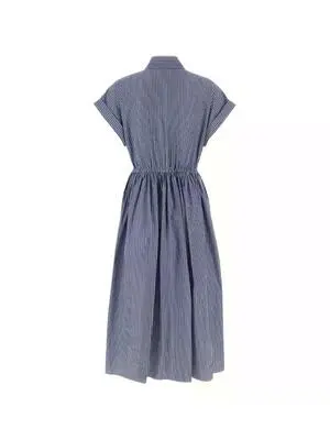 Miu Miu Vertical Stripe Poplin Midi-dress