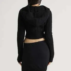 Rick Owens Long Sleeve Crop Hood Top