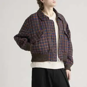 STORY MFG. Hand Woven Check Grain Bomber Jacket