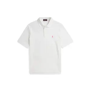 Ralph Lauren Pink Pony Stretch Mesh Polo Shirt - White