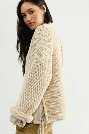 Free People Formentera Cotton Sweater - Moonglow