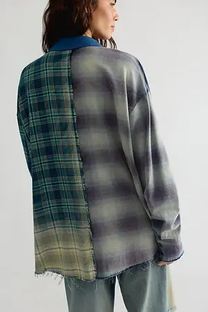 THE TALES Half N' Half Flannel Button Down Top