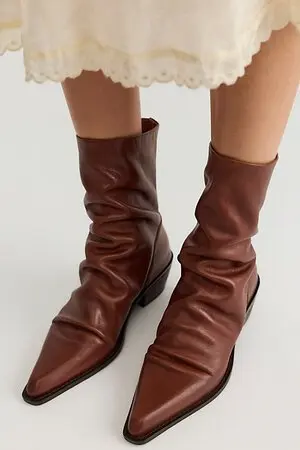 Free People Evyn Ruched Boots - Tan