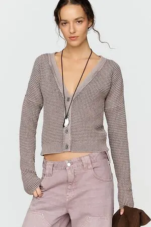 PILCRO Waffle Knit Cardigan