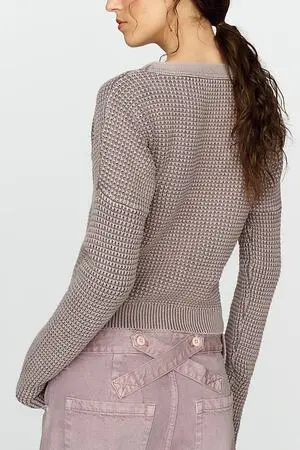 PILCRO Waffle Knit Cardigan
