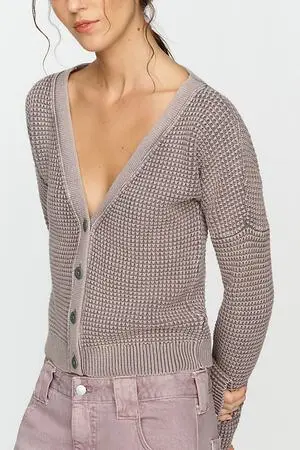 PILCRO Waffle Knit Cardigan