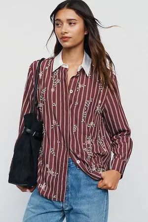 Stine Goya Beaded Buttondown Shirt - Uniform Stripes