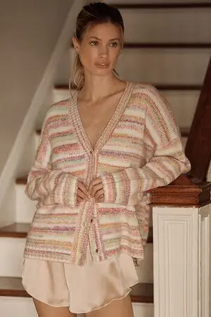 LYREBIRD Striped Slouchy Cardigan