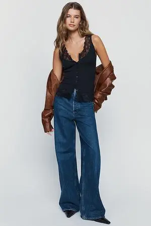 Anthropologie Wool Blend Lace Trim Tank Top