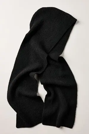 Anthropologie Long Knit Hood Scarf - Black
