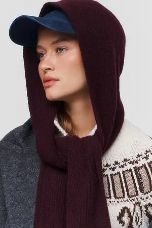 Anthropologie Long Knit Hood Scarf - Plum