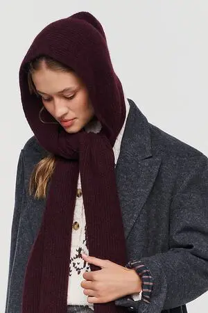 Anthropologie Long Knit Hood Scarf - Plum
