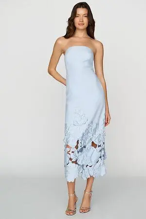 Endless Rose 3d Floral Strapless Dress - Light Blue