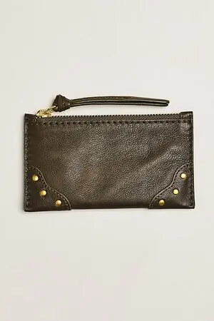 Anthropologie Ara Leather Card Case - Olive