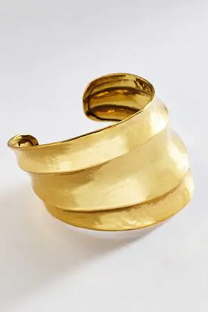 Anthropologie Ridged Cuff Bracelet Gold