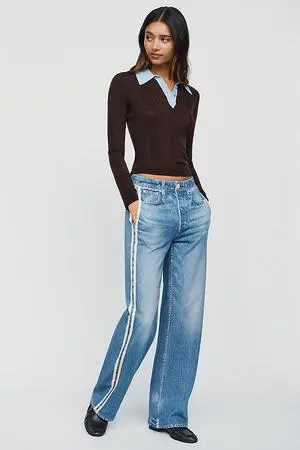 Rag & Bone Miramar Terry High Rise Wide Leg Jeans - Sutton