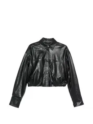 Sportmax Leather Cropped Jacket - Black