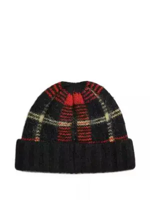 Polo Ralph Lauren Plaid Brushed Wool-blend Beanie - Black