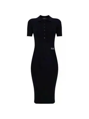 Dsquared2 Ribbed-knit Polo-collar Midi Dress - Blue