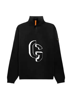 GERTRUDE Lewis Logo-intarsia Half-zip Sweater - Black