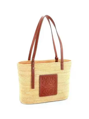 Loewe Square Basket Woven Raffia Small Tote Bag - Neutrals