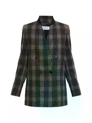 Max Mara Elmo Check Wool Coat - Grey