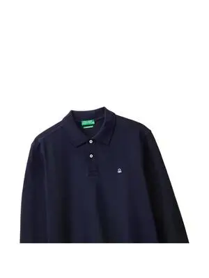 BENETTON Logo-embroidered Long-sleeve Polo Shirt