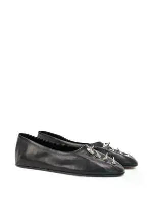 THE EROSE Thorn-embellished Leather Ballet Flats