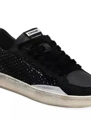 CRIME LONDON Chelsea Stud-embellished Leather Sneakers