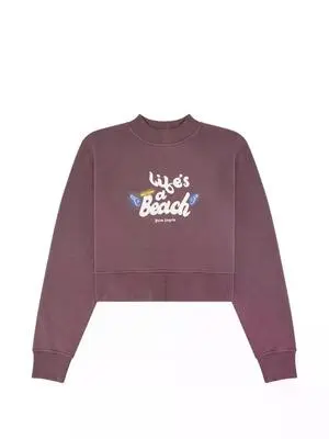 Palm Angels Slogan-print Cropped Sweater - Purple