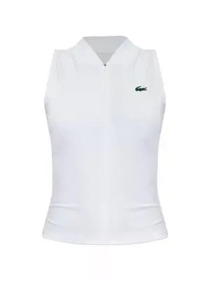 Lacoste Sleeveless Stretch Dual Fabric Tennis Polo Shirt - White