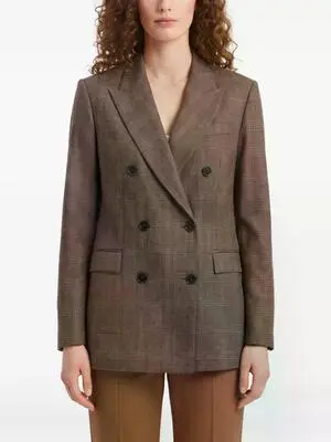 SUTTON NEW YORK Double-breasted Prince Of Wales Check Jacket - Brown