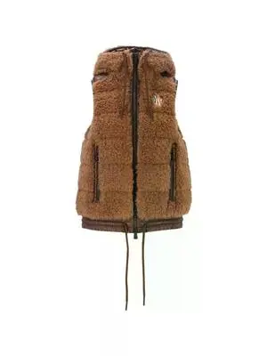 Moncler Padded Hooded Gilet - Brown
