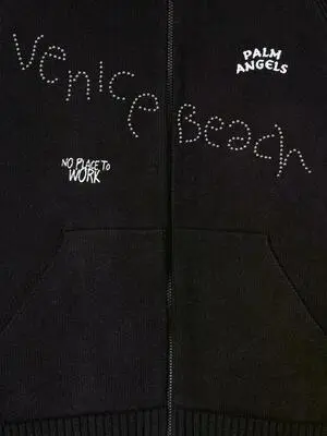 Palm Angels Stud-embellished Graphic-print Hoodie